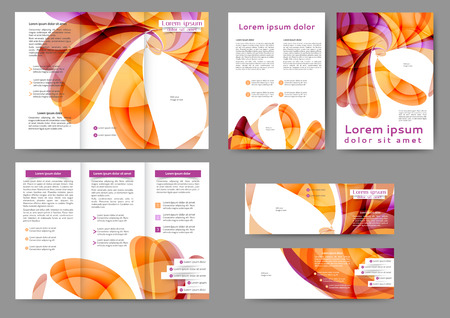 Set of color abstract brochure template with abstract lines and waves ...