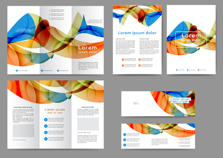 Set of color abstract brochure template with abstract lines and waves ...