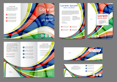 Set of color brochure template with abstract lines and waves - Stock ...