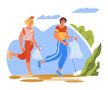 Vector of Plogging ecological challenge - ID:1-143228788 - Royalty Free ...