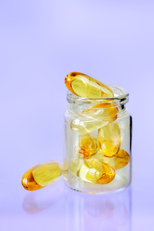 Cod Liver Oil capsules, fish oil dietary supplement with omega-3 fatty ...