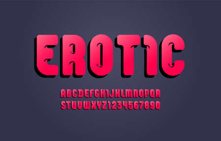 Red bold font, trendy beautiful alphabet in the erotic style, modern ...