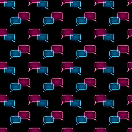 Neon text bubble seamless pattern with pink and blue chat communication ...