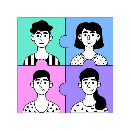 Characters in puzzle elements. problem solving concept. puzzle solution ...