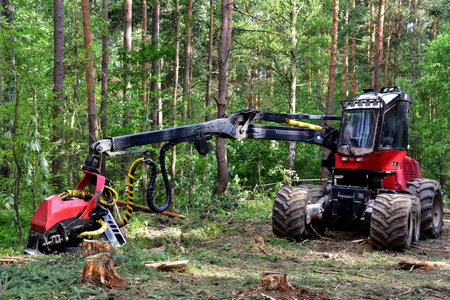 Photo of Pine forest harvesting machine - ID:1-160171844 - Royalty Free ...