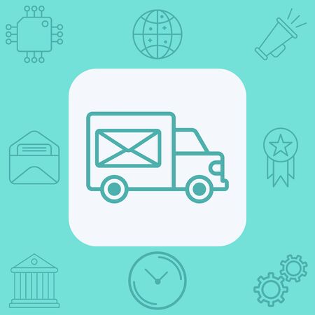 Mail truck icon vector, filled flat sign, solid pictogram isolated on ...