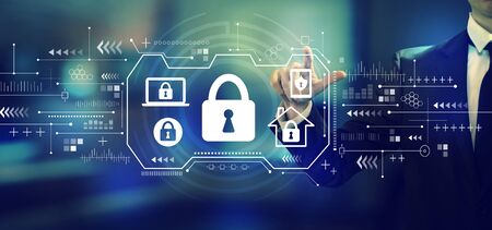 Security theme with a businessman in an office - Stock Image - Everypixel
