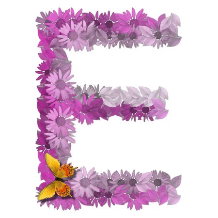 alphabetical letter pink color forms daisy, letter E: Royalty-free ...