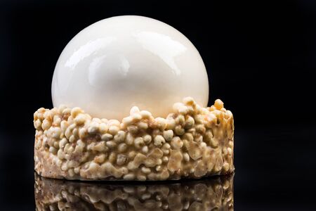 Artisan Monoportion Patisserie Dessert Cake on Black Reflective ...