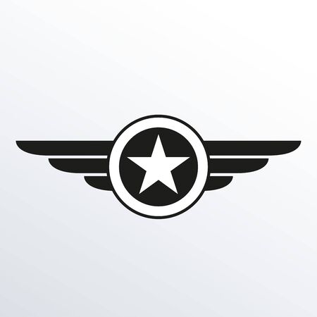 Wings with star icon. Winged logo template. Air force badge, army ...