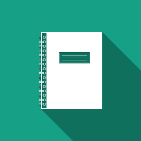 Notebook icon isolated with long shadow. Spiral notepad icon. School ...