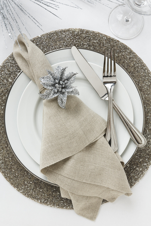 Festive fancy formal fine dining Christmas or New Year's Eve holiday ...