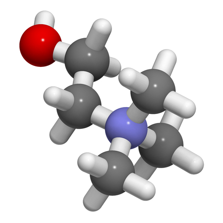 Choline essential nutrient molecule. 3D rendering. Atoms are ...