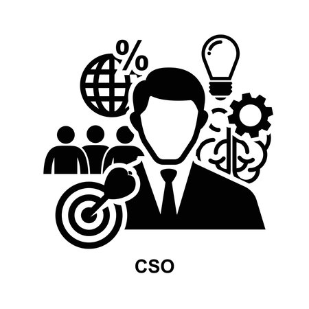 Chief strategy officer icon, CSO icon, business concept background vector illustration ...
