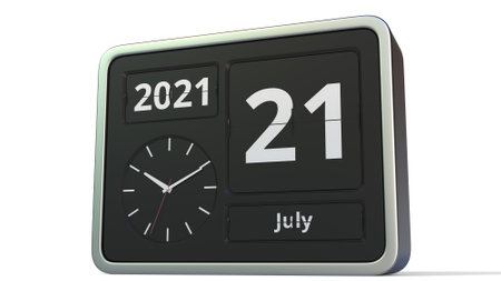 July 21 date on the retro flip clock calendar, 3d renderingの写真素材 ...