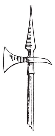 A pike is a pole weapon used by infantry,vintage line drawing or ...