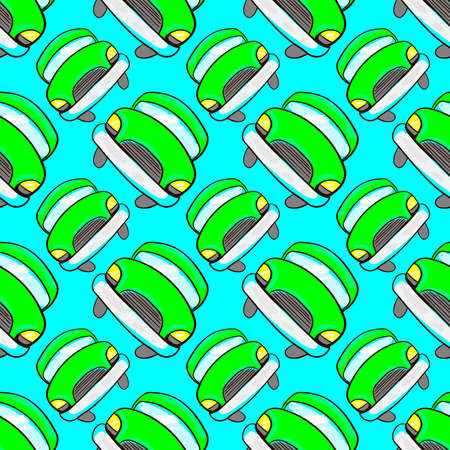 Green car pattern, seamless pattern on blue background. - Stock Image ...
