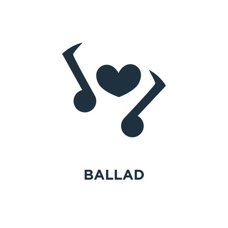 Ballad icon. Black filled vector illustration. Ballad symbol on white ...