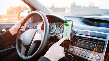 gps navigation map system. Global positioning system on smartphone ...