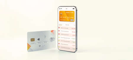 mobile banking application. Mobile phone with internet online bank app ...