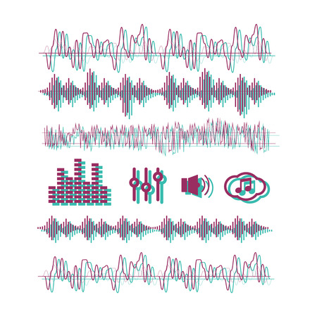 Sound waves set. Radio wave form vector - Stock Image - Everypixel