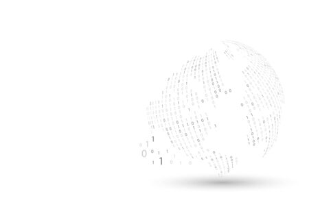 Global matrix Binary code black and white background with digits on ...