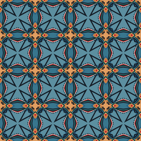 Seamless illustrated pattern made of abstract elements in turquoise ...