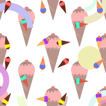 Collection of summer cold dessert. Ice cream. Vector background. Food ...