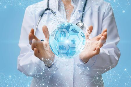 The concept of support and development of global medicine. The doctor ...
