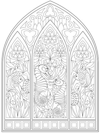 Medieval Stain Glass Coloring Pages