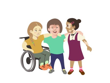 Vector of Three girls with special needs - ID:143301526 - Royalty Free ...