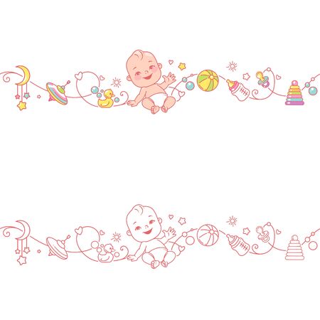 Vector of Seamless border with sitting - ID:1-142207508 - Royalty Free ...