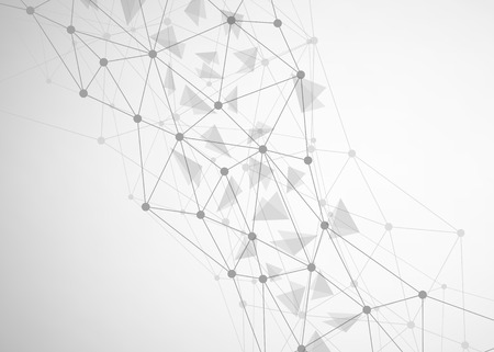 Abstract gray background with connecting dots and lines. Data and ...