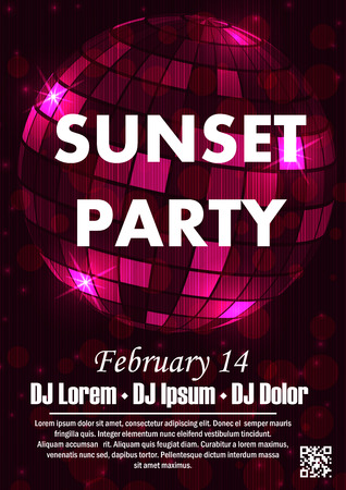 Party poster vector background template with particles, plexus lines ...