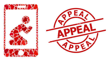 Rubber Appeal stamp seal, and red love heart collage for pray app. Red ...