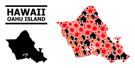 Vector of War pattern vector map of Oahu - ID:1-182542863 - Royalty ...