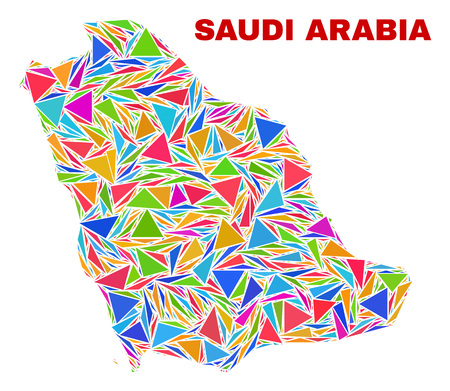 Mosaic Saudi Arabia map of triangles in bright colors isolated on a ...