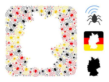German state map hole mosaic. Subtraction rounded rectangle collage ...
