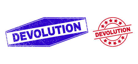 Vector of DEVOLUTION badges. Red circle - ID:1-177812458 - Royalty Free ...
