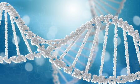 Biochemistry science concept with molecules on blue background - Stock ...
