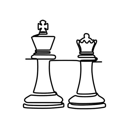 Continuous one line drawing of chess pieces minimalist design isolated ...