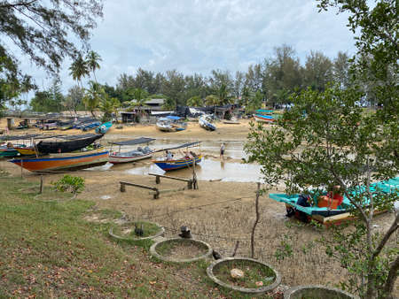 Scenery view near the jetty to Kapas island. Fishing boat.の写真素材 ...