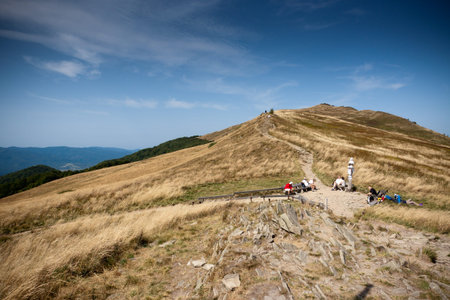 Bieszczady mountains - Smerek Peak, tourist on the pathの写真素材 ...