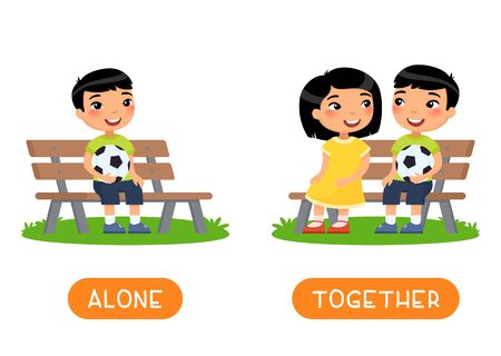 Vector of Antonyms concept, ALONE and - ID:147568070 - Royalty Free ...