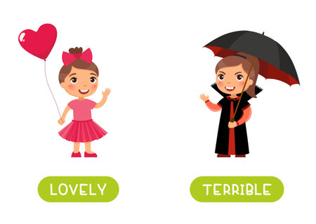 Vector of LOVELY and TERRIBLE antonyms - ID:1-157702879 - Royalty Free ...