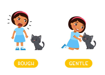 Vector of ROUGH and GENTLE antonyms word - ID:1-165526088 - Royalty ...