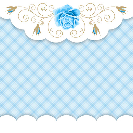 Background with hand drawn roses and golden curly design element in ...