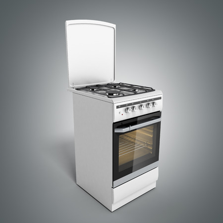 gas stove 3d render on grey backgroundの写真素材 [40072890955] - イメージマート