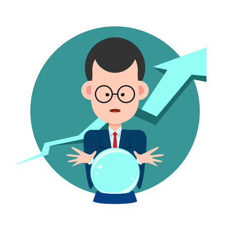 Forecasting concept with business man using the crystal ball to ...