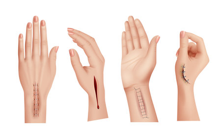 Vector of Surgical stitches on hands. - ID:1-162777311 - Royalty Free ...